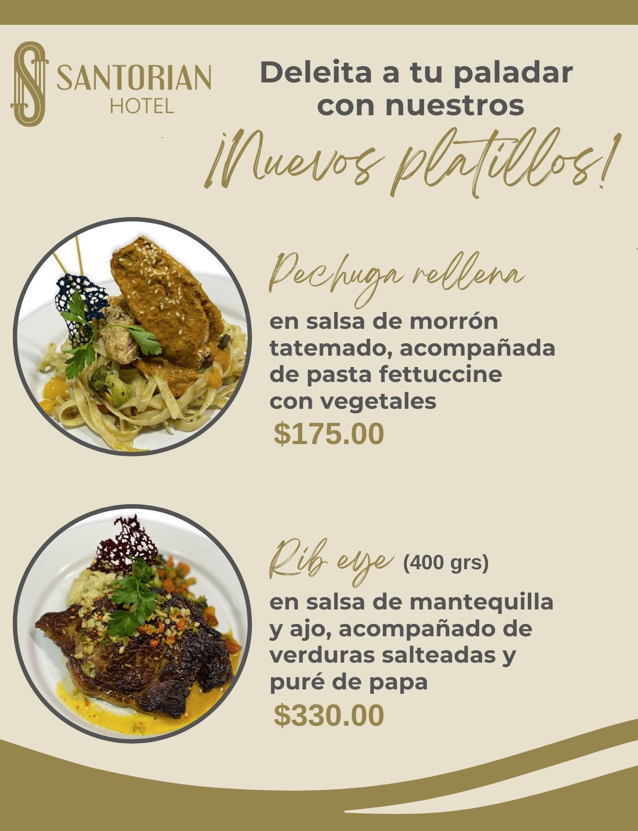 Menú a la carta - Hotel Santorian